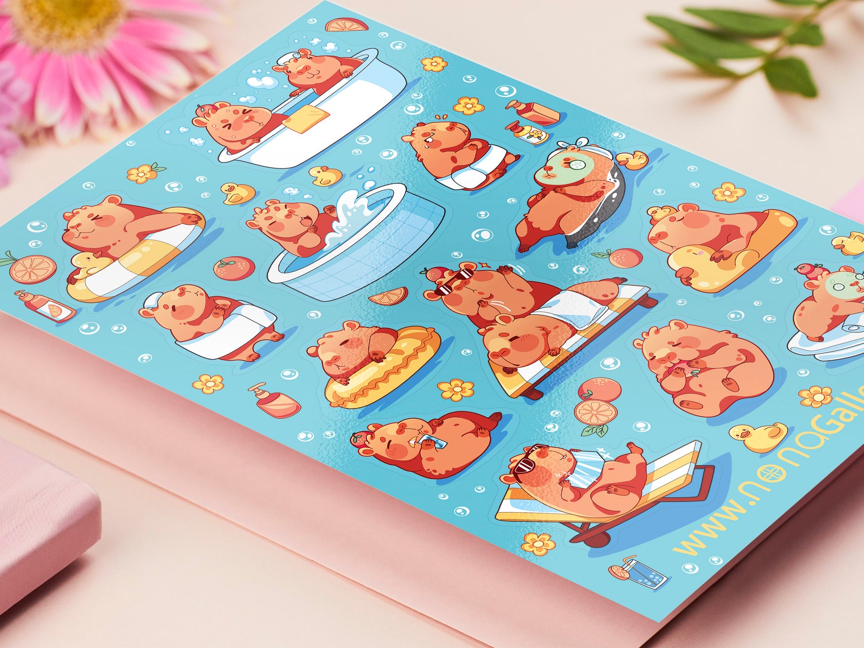 Capybara Spa Day Sticker Sheet – Nona Gallery